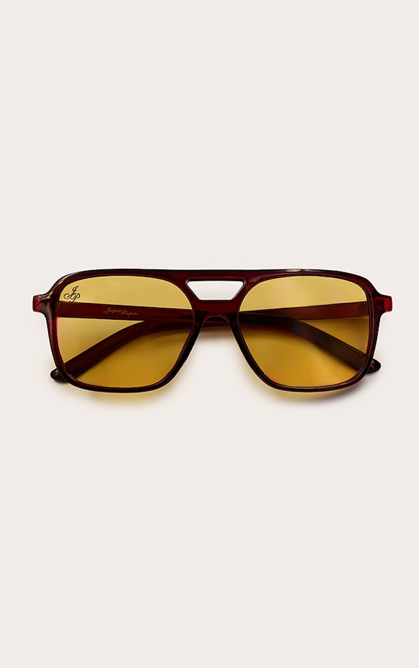 Jeepers Peepers Red Aviator Frame Yellow Lens Sunglasses | Accessories ...