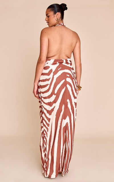 Plus Tan Zebra Abstract Chiffon Maxi Dress | Plus Size ...