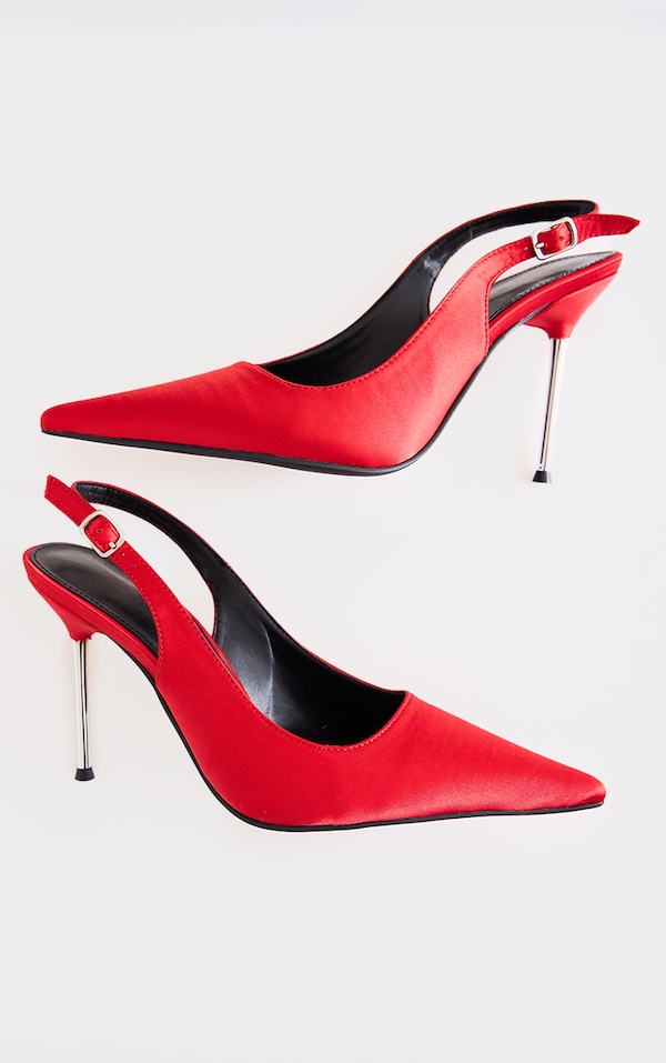 Red Wide Fit Point Toe High Stiletto Court Heels | Footwear ...