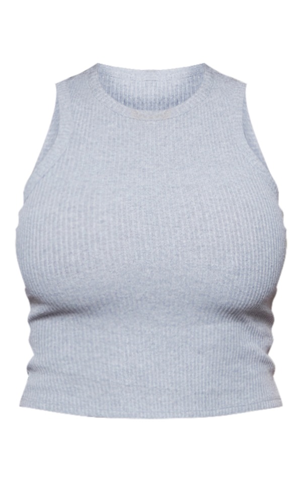 Shape Grey Marl Rib Racer Neck Top | Shape | PrettyLittleThing USA