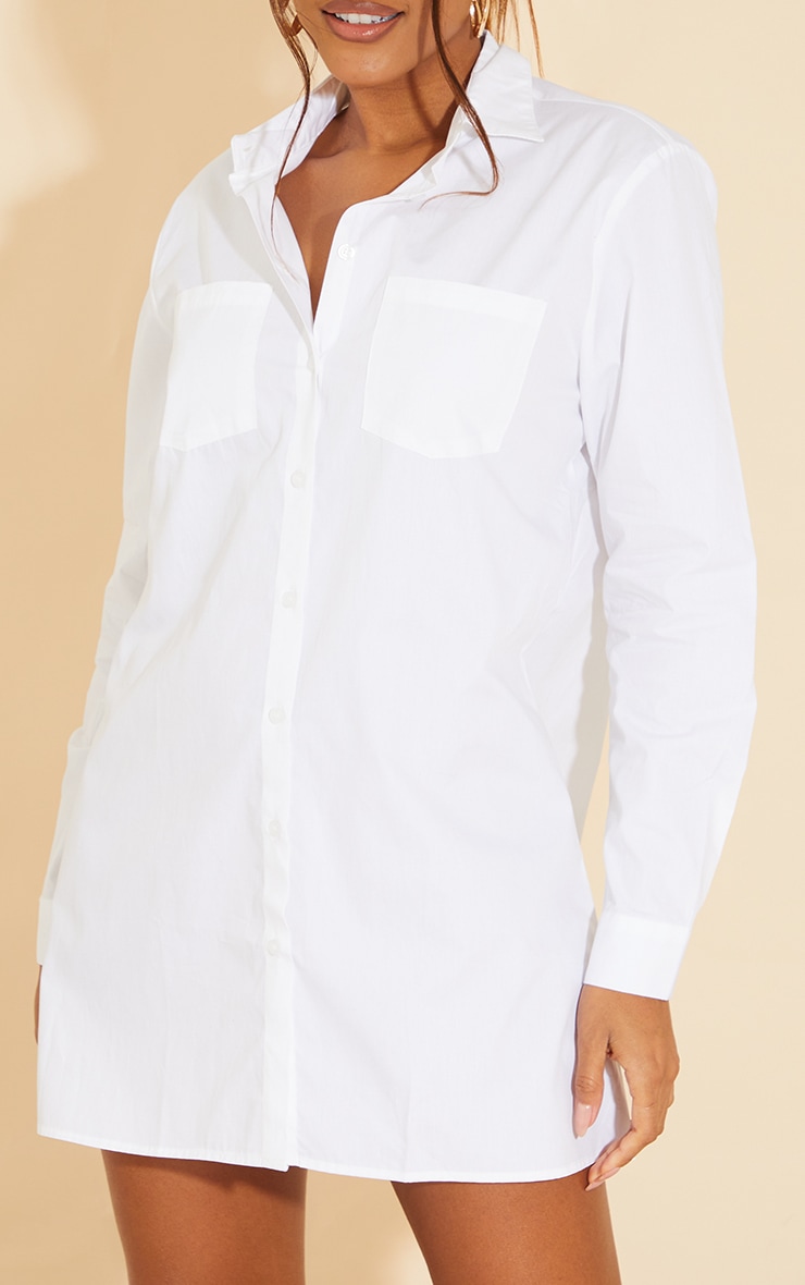 White Long Sleeve Button Shirt Dress | Dresses | PLT USA