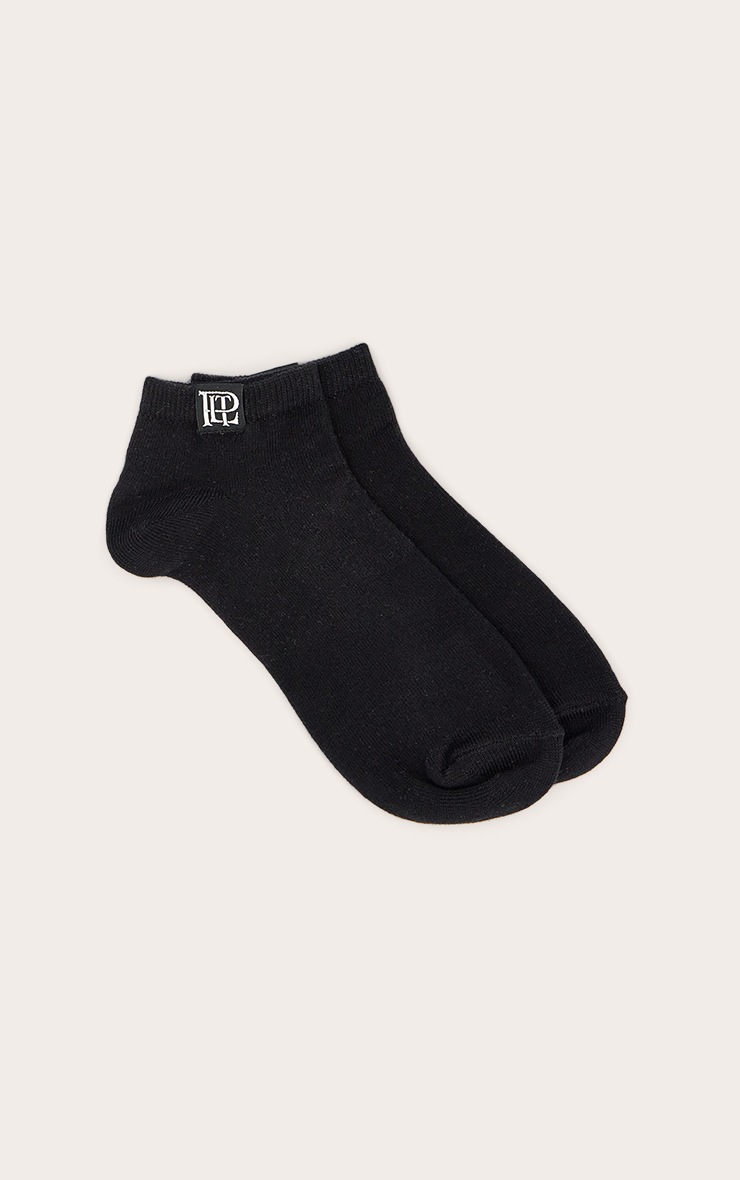 PRETTYLITTLETHING Black Branded Tab Sneaker Socks | Accessories | PLT USA