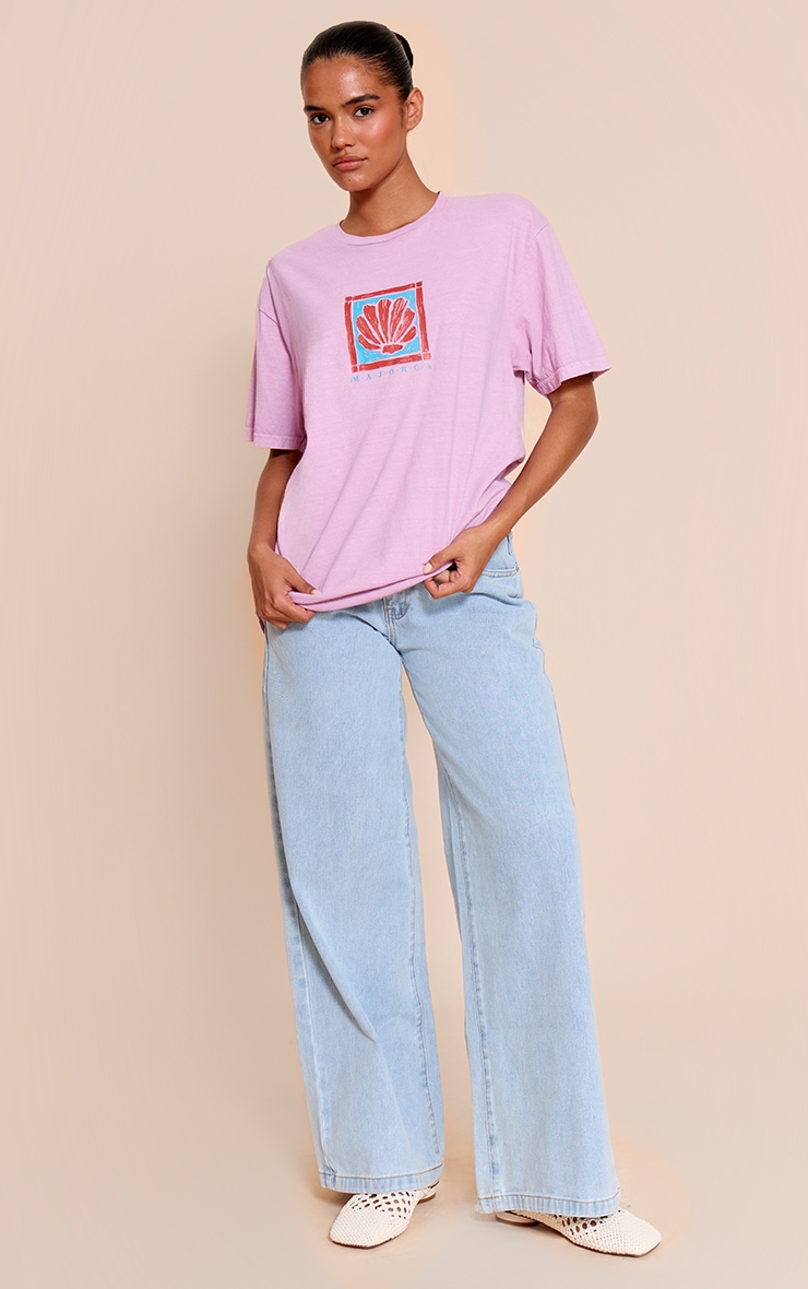 Baby Pink Majorca Shell Graphic Oversized T-shirt | Tops ...