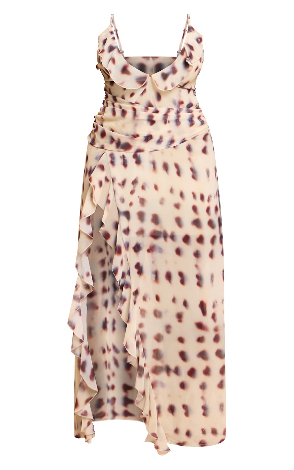 Plus Cream Shell Chiffon Frill Strappy Maxi Dress | Plus Size | PLT USA