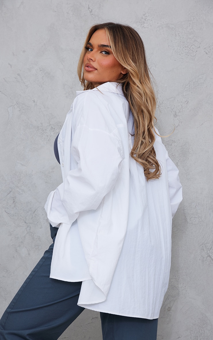 White Oversized Shell Shirt | Tops | PrettyLittleThing USA