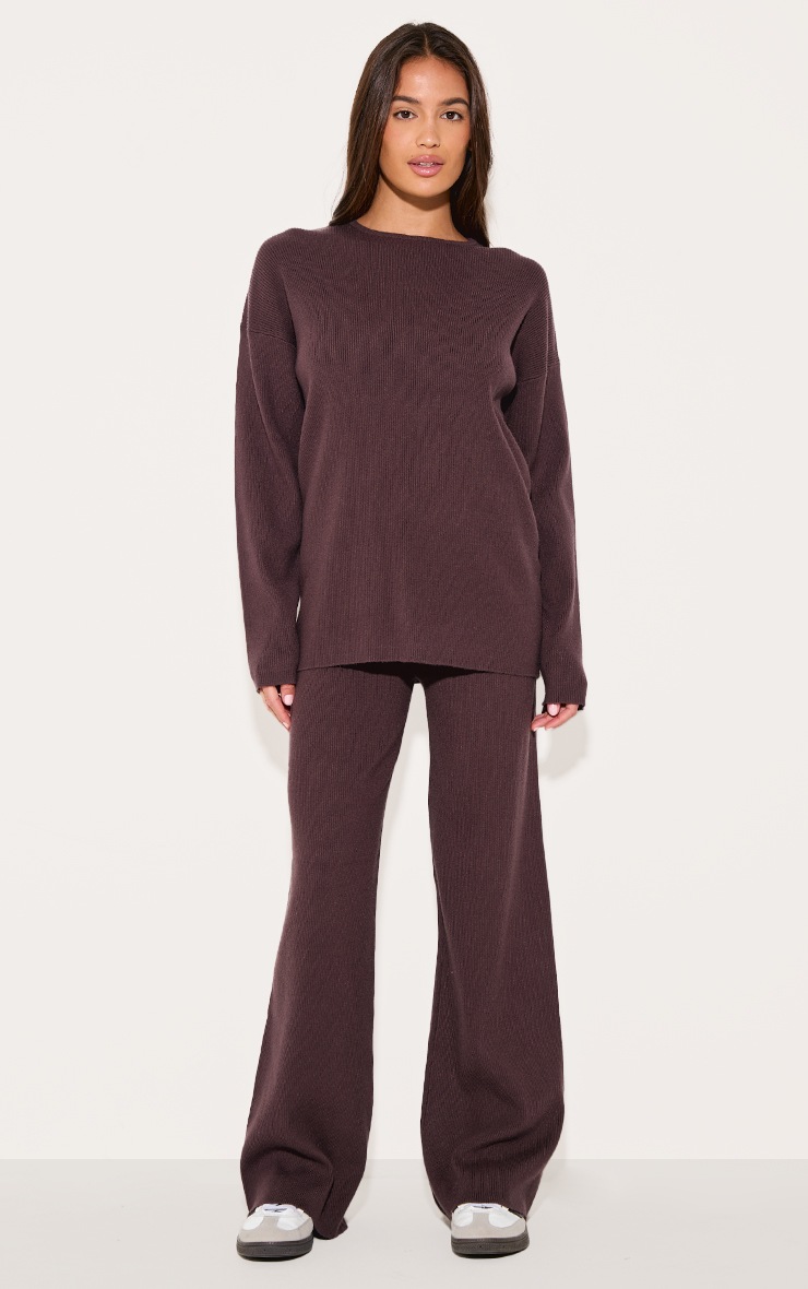 Chocolate Light Rib Knit Oversized Top | Knitwear | PLT