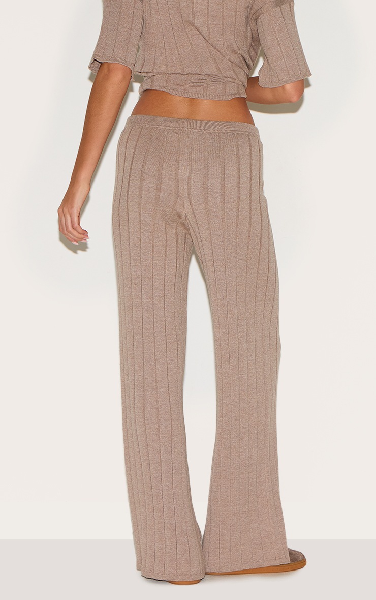 Mocha Wide Rib Knit Trousers | Knitwear | PLT