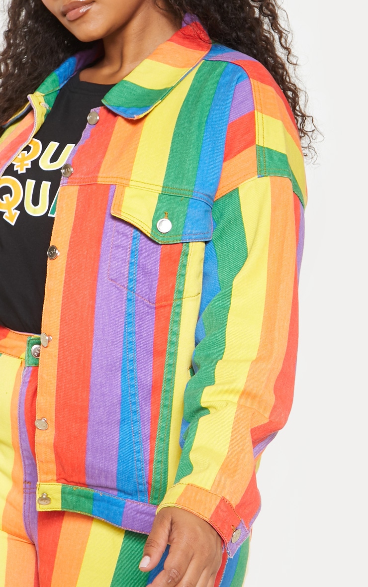 Plus Multi Stripe Denim Jacket | PrettyLittleThing AUS