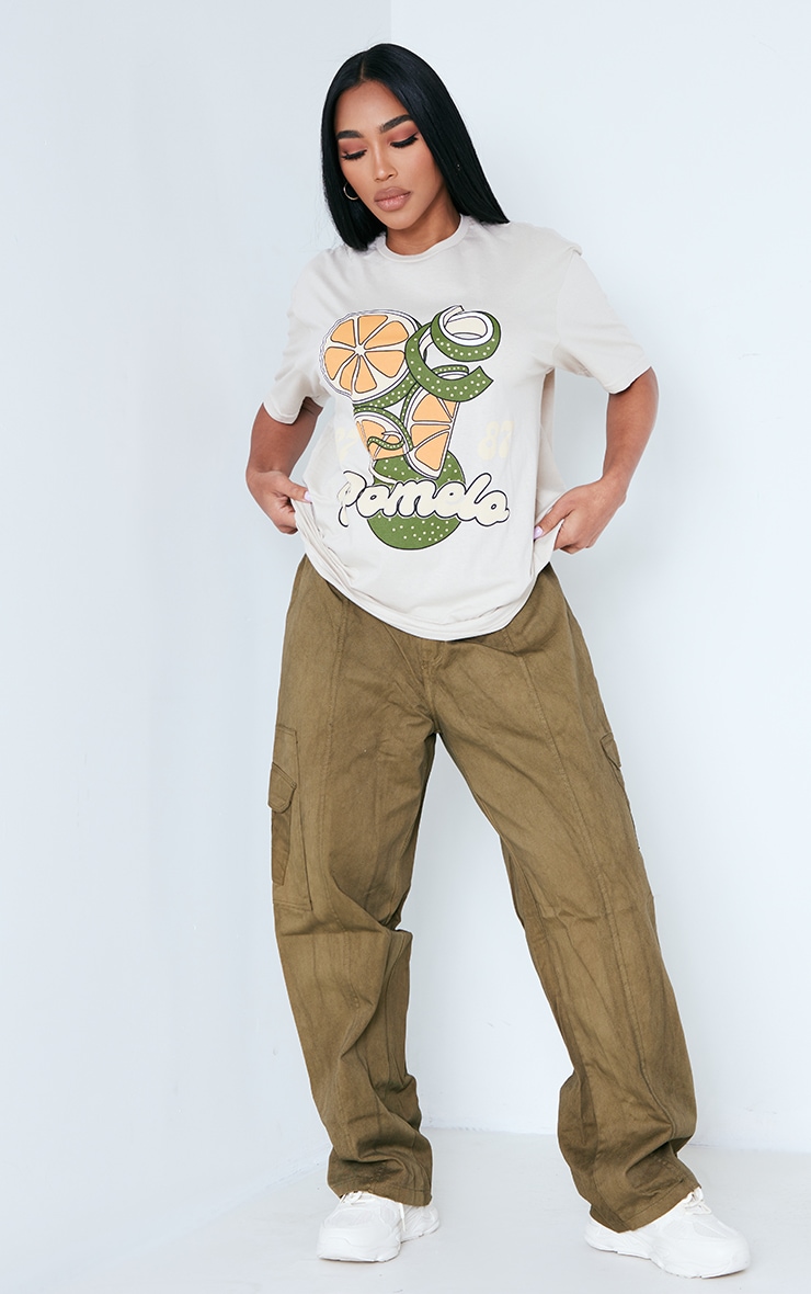 Stone Pomelo Print T Shirt | Tops | PrettyLittleThing USA