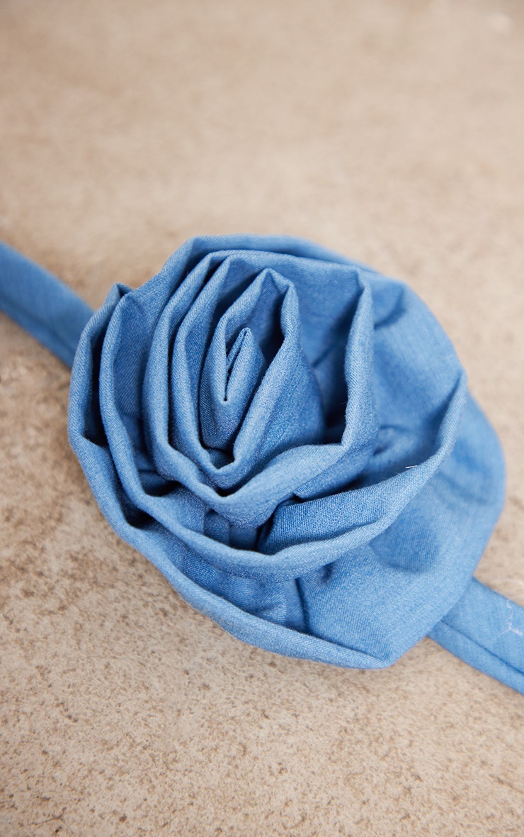 Denim Flower Tie Neck Corsage | Accessories | PrettyLittleThing AUS