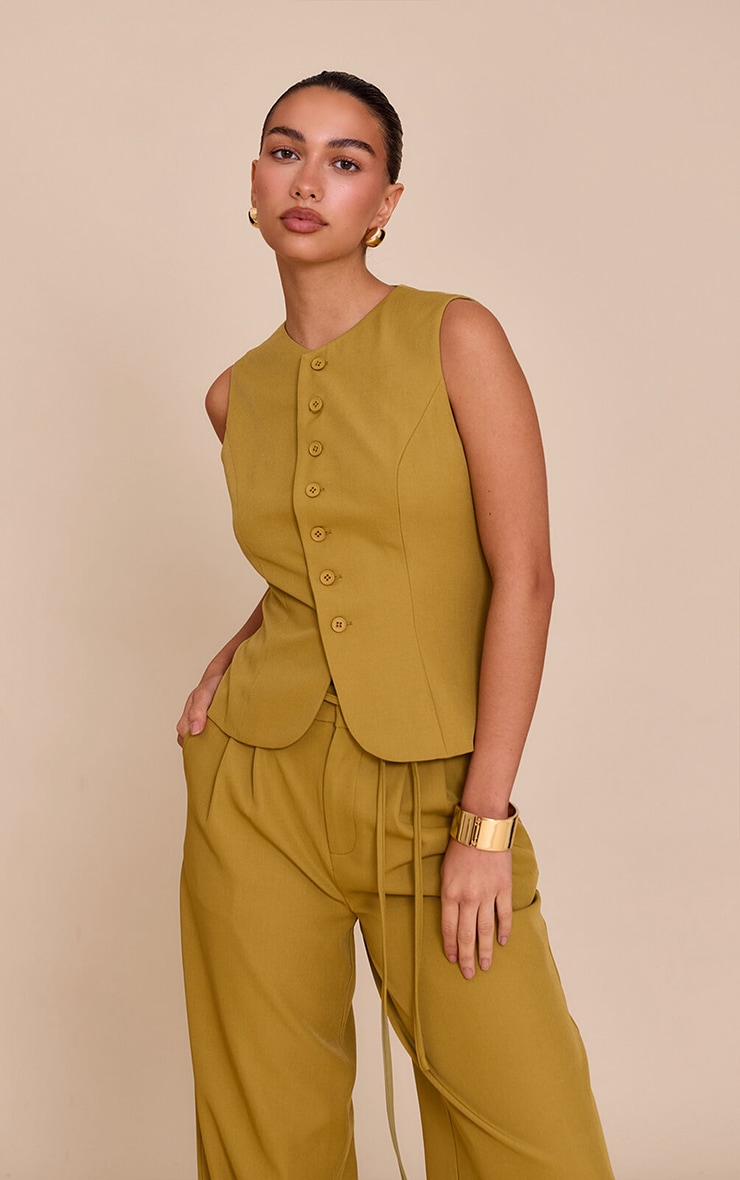 Deep Mustard Tailored Woven Vest | Co-ords | PrettyLittleThing USA