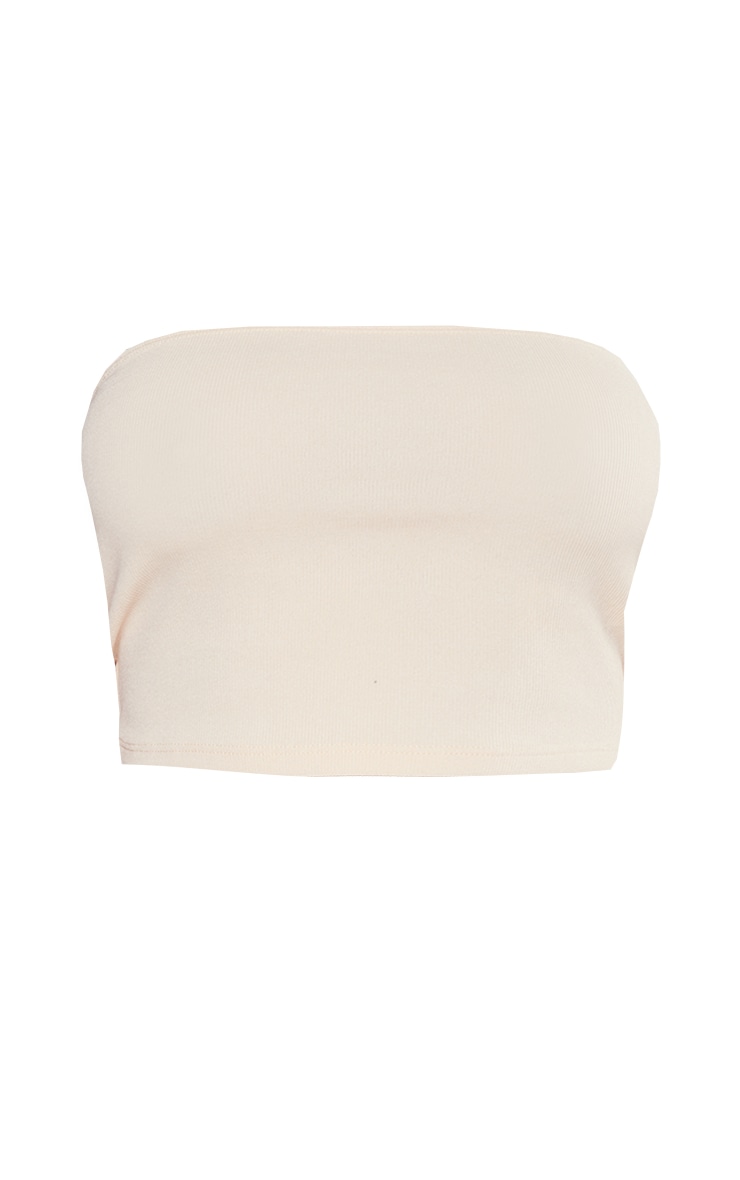 Beige Rib Bandeau Tube Top | Co-Ords | PrettyLittleThing USA