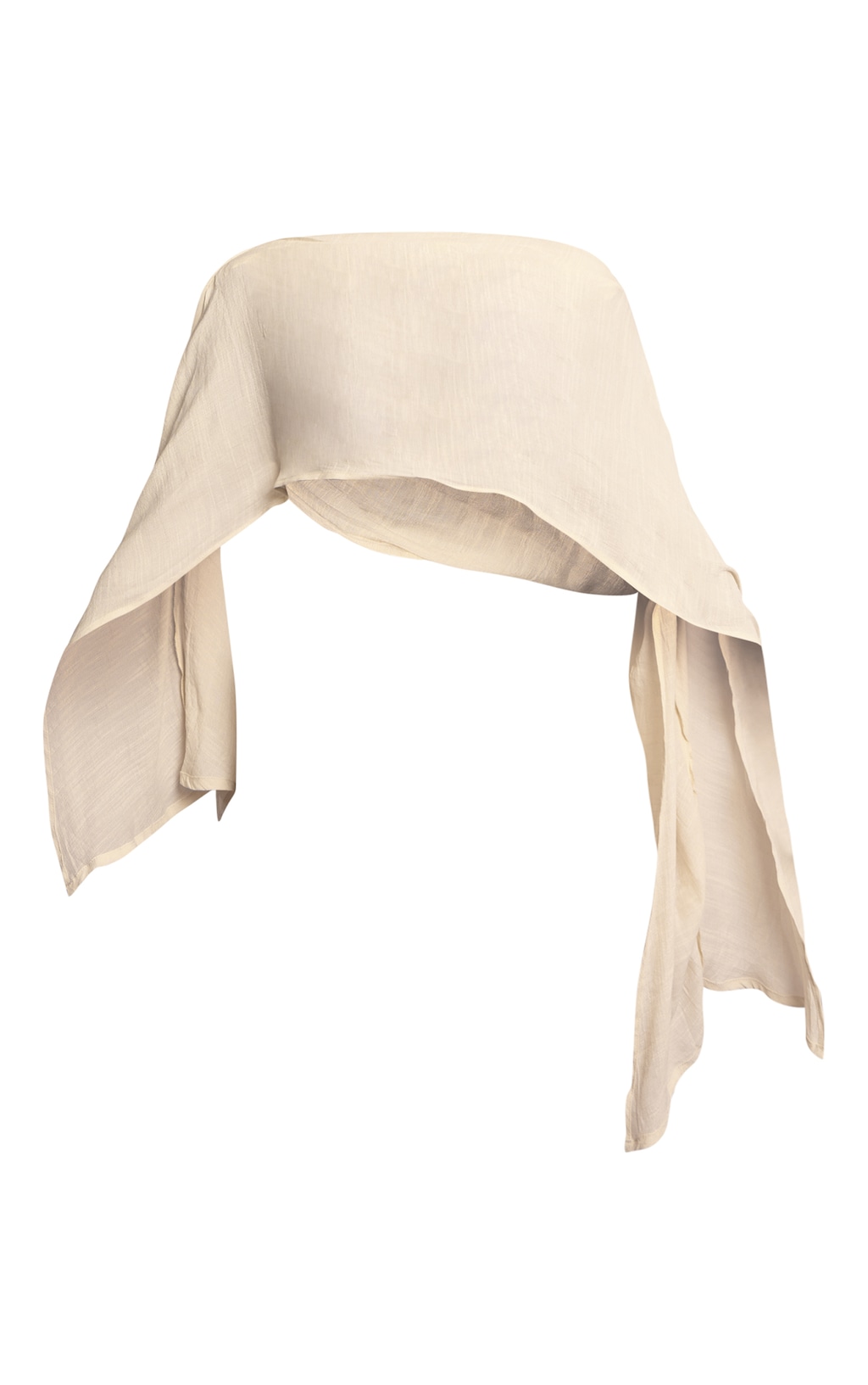 Cream Linen Look Drape Shoulder Top | Swimwear | PrettyLittleThing USA