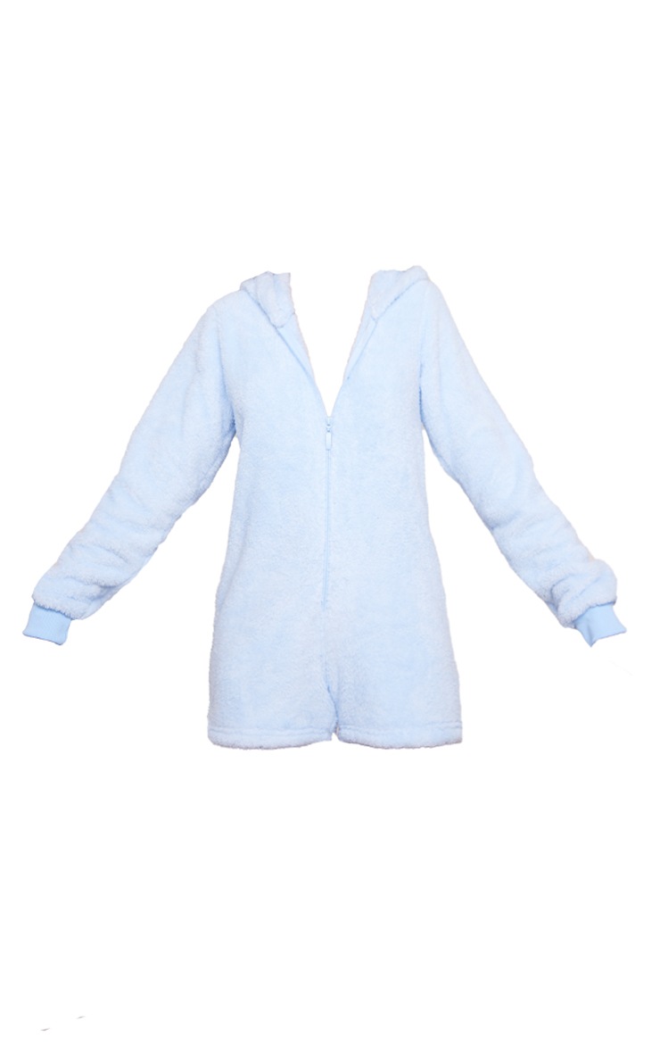 Baby Blue Fluffy Teddy Ear Romper | PrettyLittleThing USA