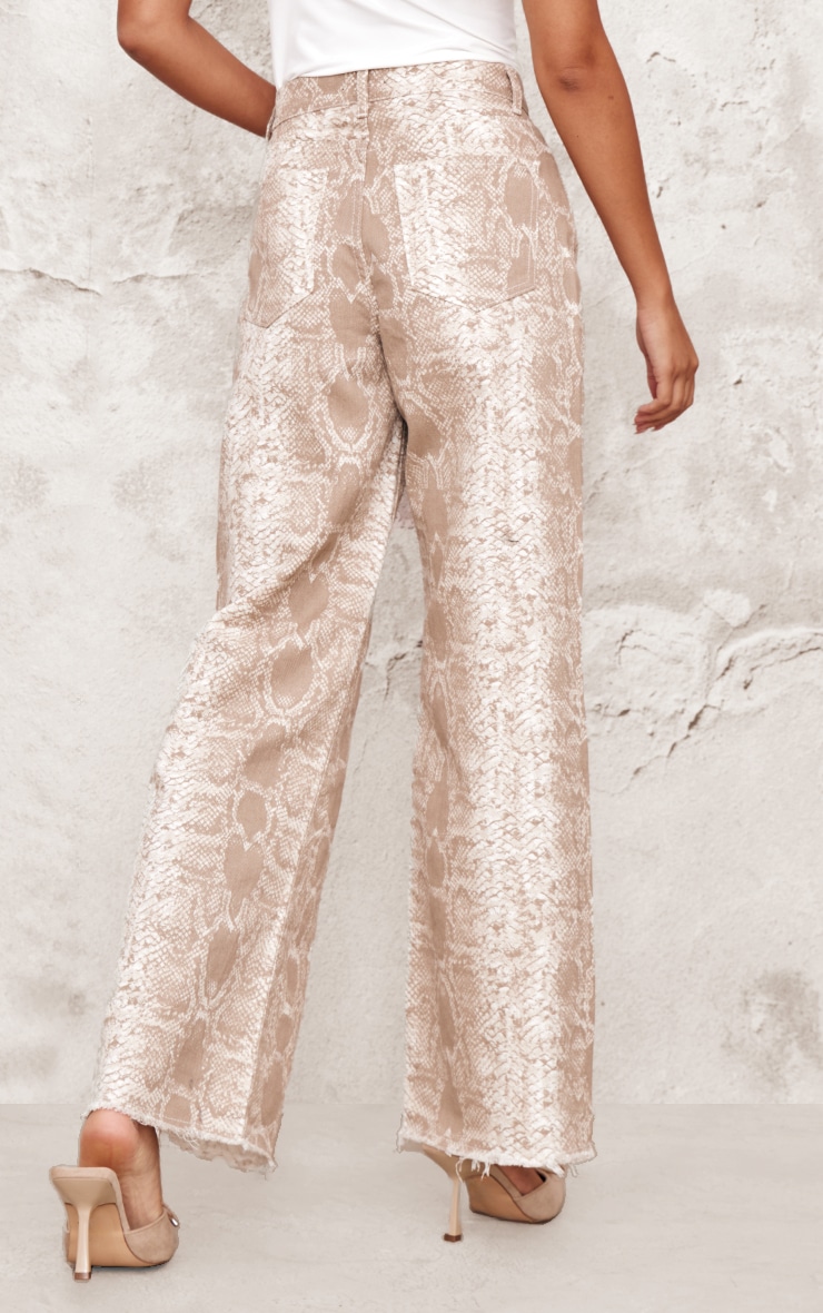 Light Brown Snake Print Wide Leg Jeans | Denim | PLT