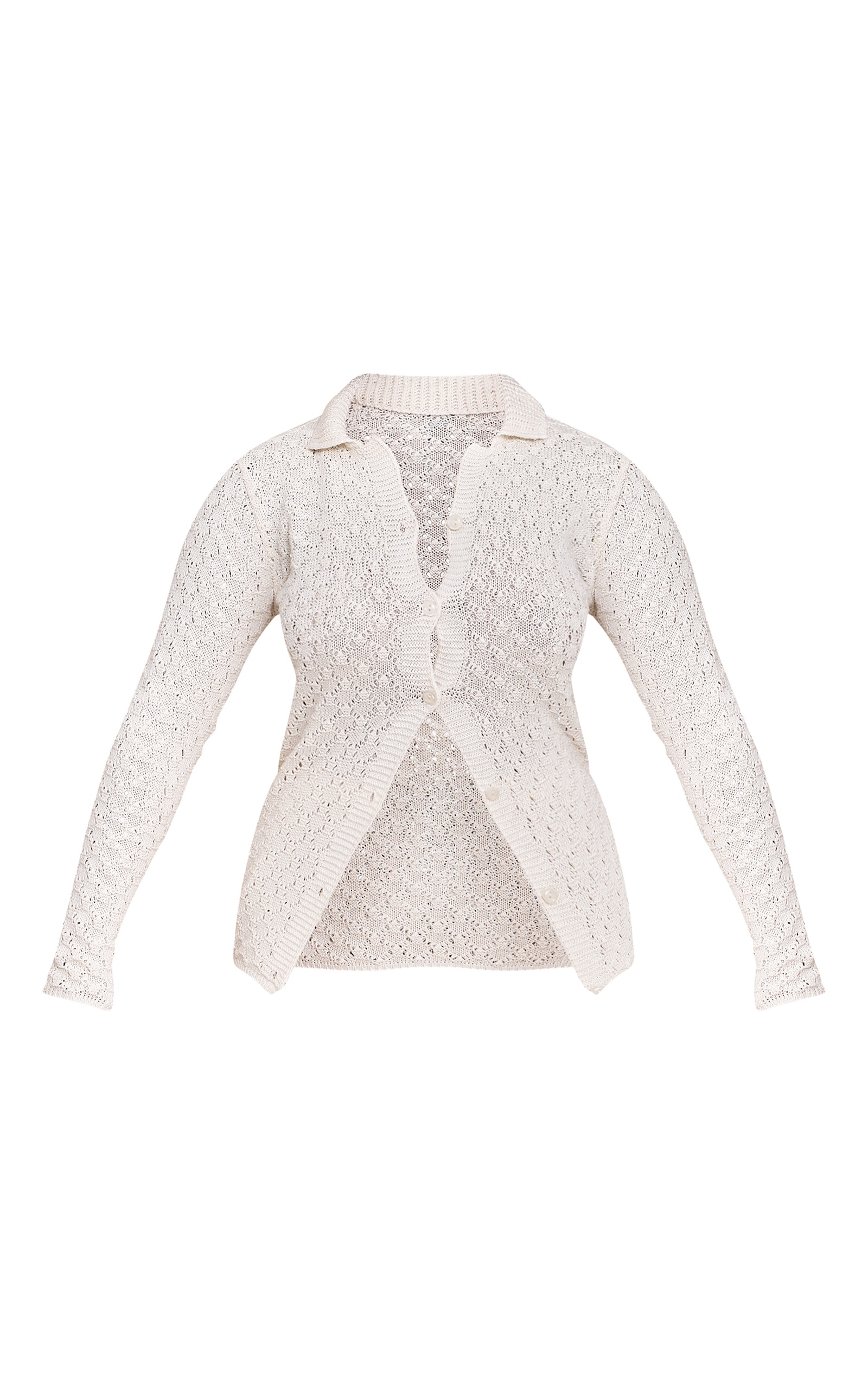 Shape Cream Crochet Button Front Polo Top | Shape | PLT AUS
