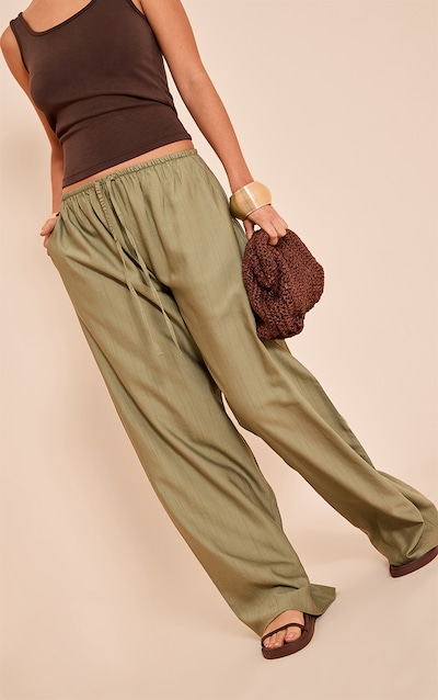 Sage Textured Wide Leg Draw String Pants | Bottoms | PLT USA