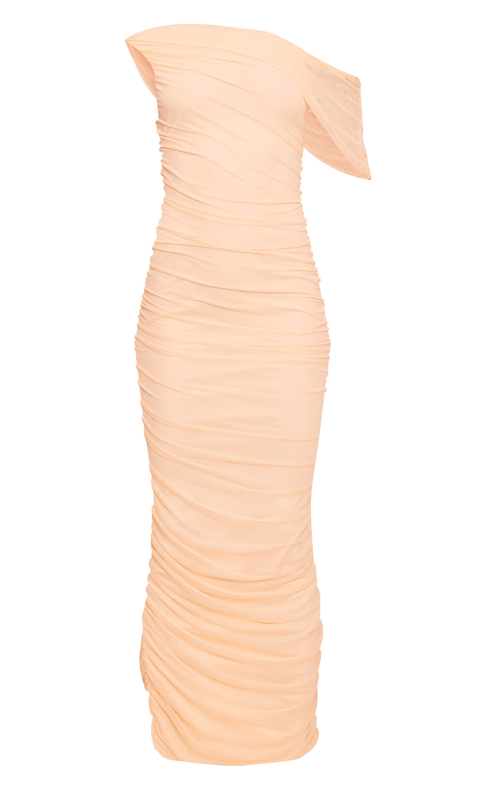 Tall Almond Mesh Overlay One Shoulder Maxi Dress | Tall | PLT