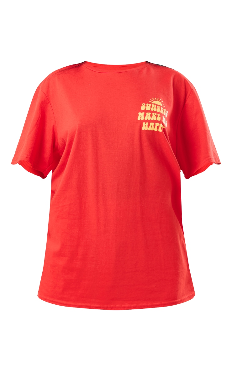 T-shirt rouge à imprimé Sunset | PrettyLittleThing FR