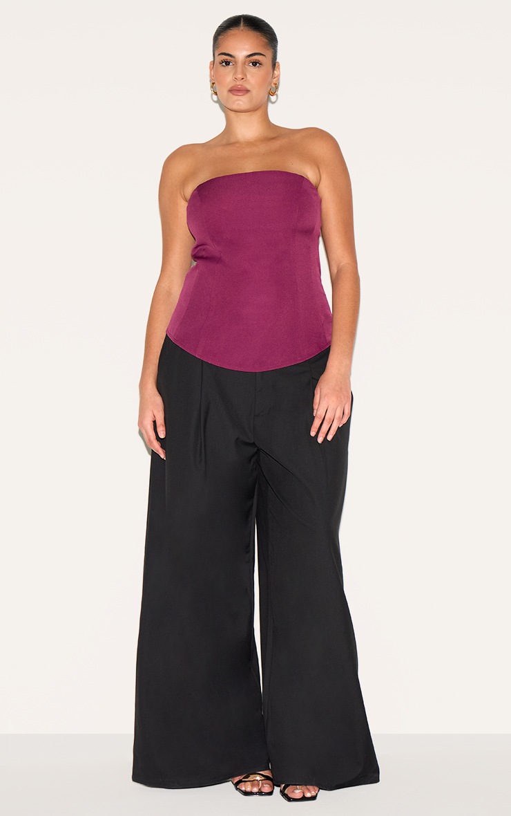 Plus Wine Peplum Bandeau | Plus Size | PLT