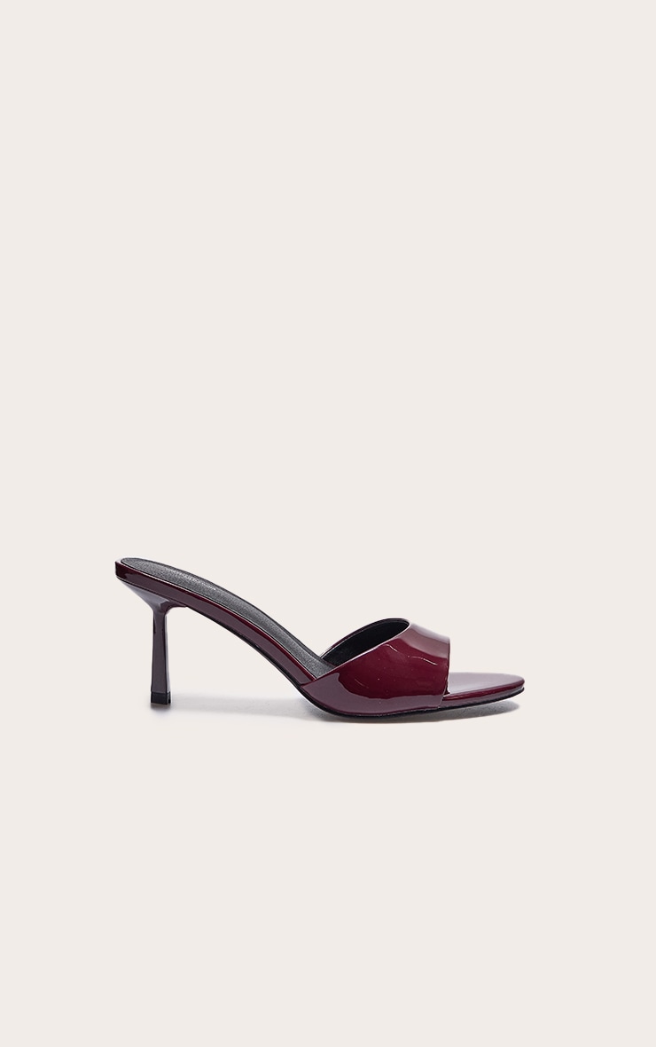 Wide Fit Burgundy Mid Stiletto Heeled Mules | Footwear | PLT AUS