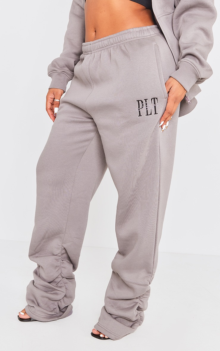 PLT Shape Charcoal Embroidered Ruched Leg Joggers | Shape | PLT