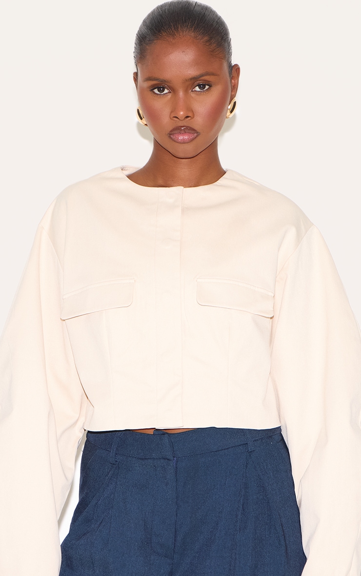 Ecru Cocoon Sleeve Cropped Blazer | Outerwear | PrettyLittleThing USA