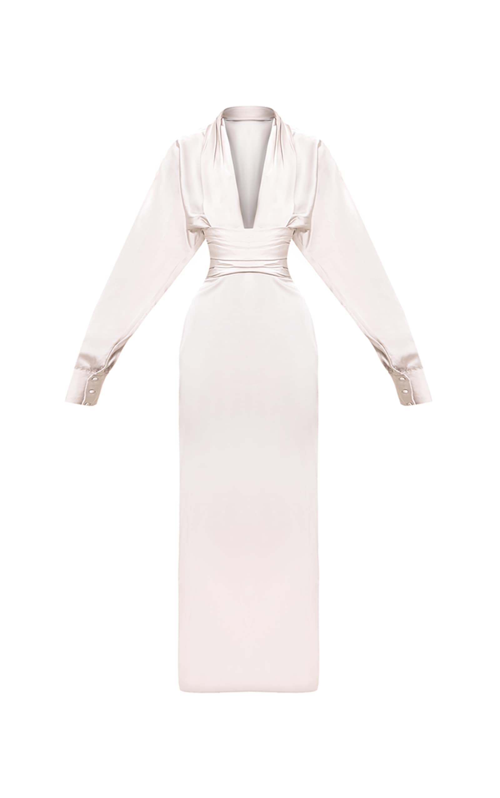 PLT Label Oyster Long Sleeve Plunge Maxi Dress | Dresses | PLT