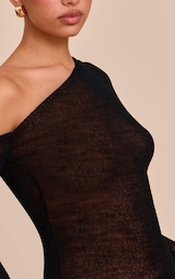 Black Asymmetric Filigree Dress | Knitwear | PLT