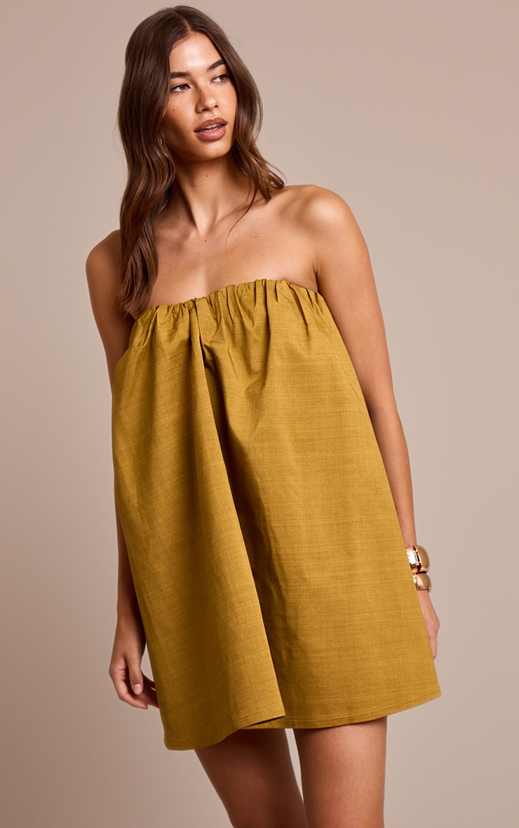 Dark Ochre Sweetheart Puffball Dress | Dresses | PrettyLittleThing USA