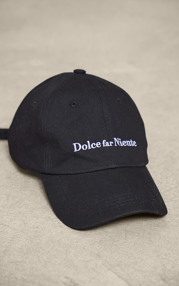 Black Dolce Far Niente Cap | Accessories | PrettyLittleThing USA