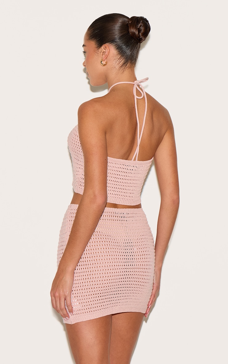 Dusty Pink Tie Neck Flower Applique Top | Knitwear | PLT USA