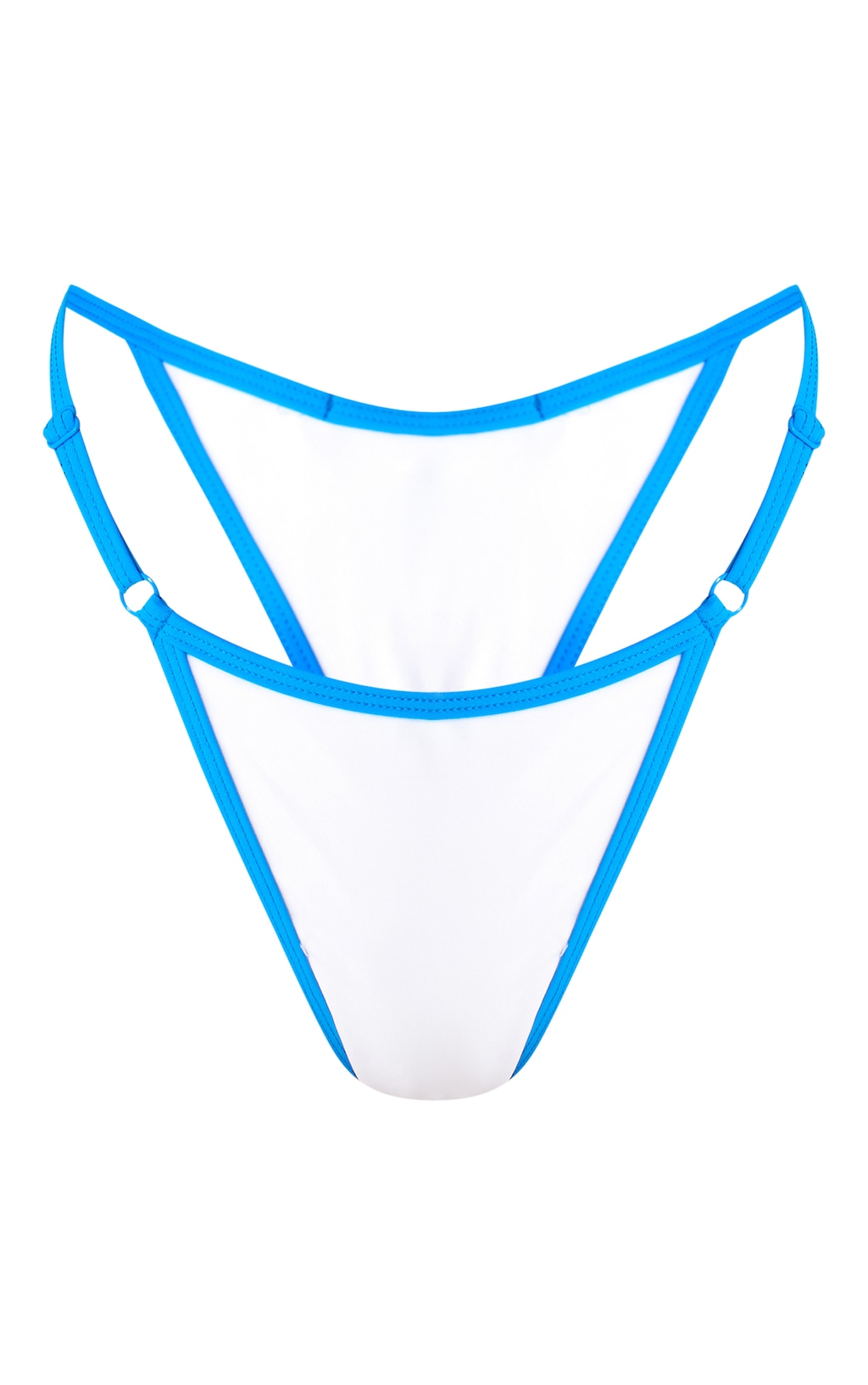 White Contrast Binding String Tanga Bikini Bottoms | Swimwear | PLT