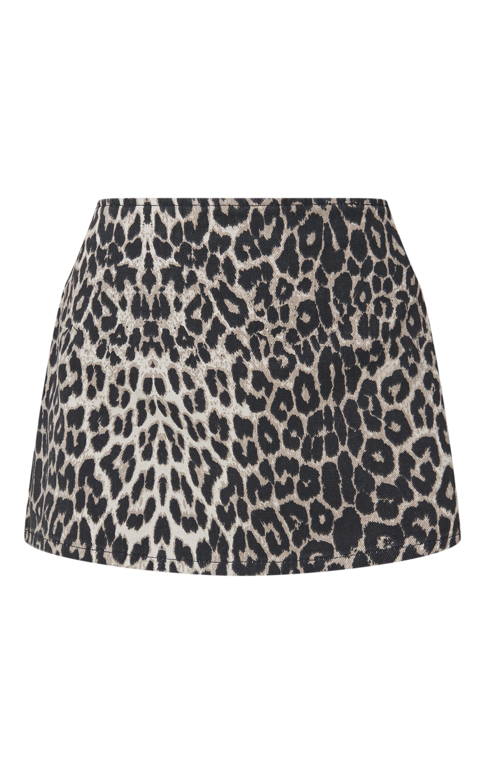 Denim Leopard Print Mini Skirt | Denim | PLT