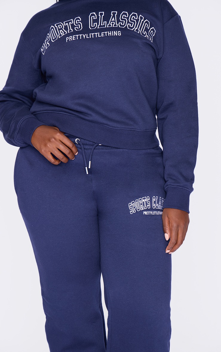Plus Navy Classic Embroidered Cuffed Sweatpants | Plus Size | PLT USA