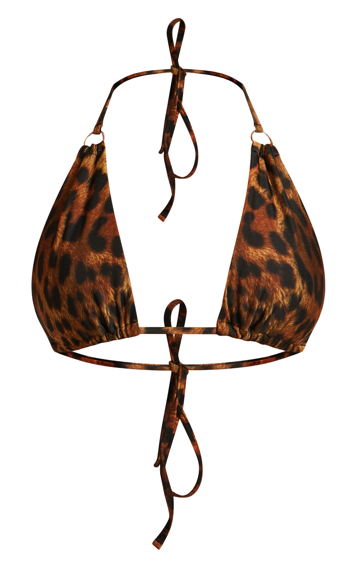 Brown Leopard O Ring High Apex Triangle Bikini Top | Swimwear | PLT
