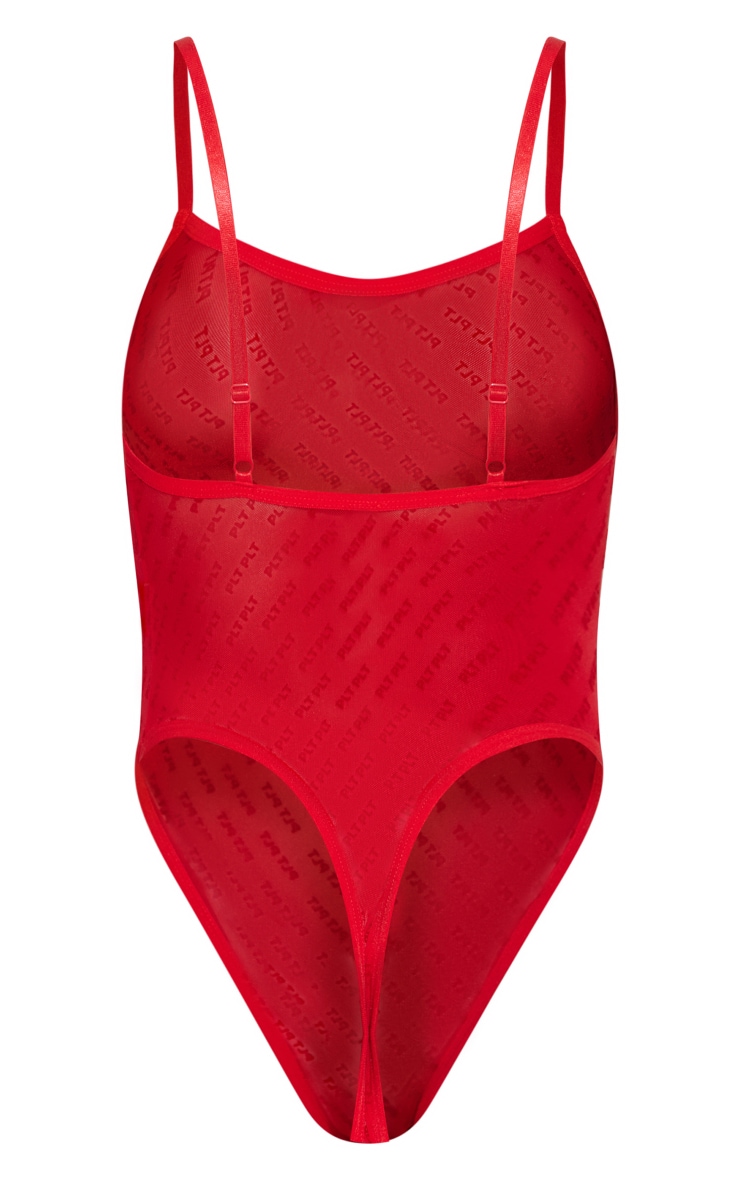 PRETTYLITTLETHING Red Flock Mesh Body | Lingerie & Nightwear ...