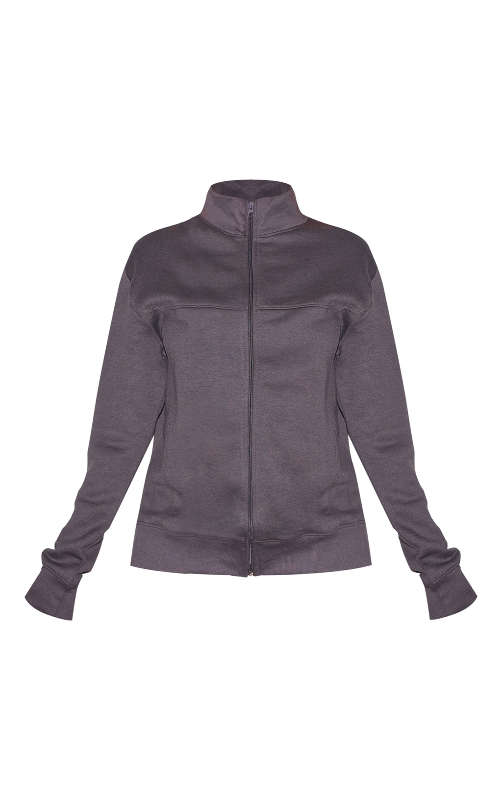 Charcoal Seam Detail Zip Through Track Top | Sweat | PrettyLittleThing USA