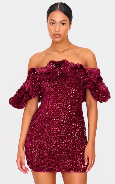 Red Glitter Dresses | PrettyLittleThing