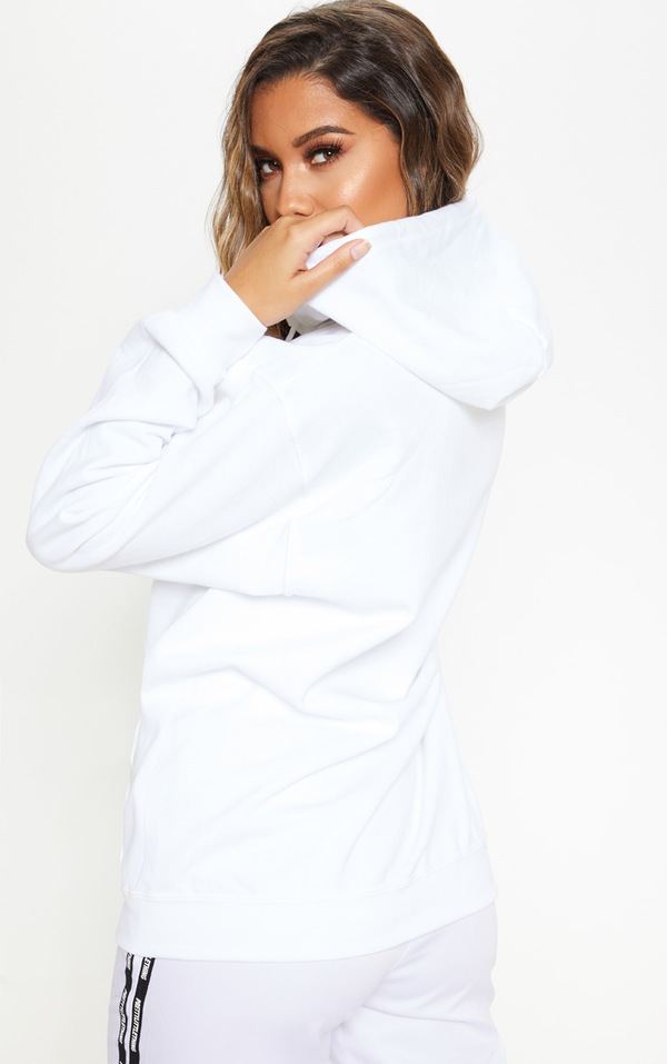 White Oversized Zip Up Plain Front Hoodie | PrettyLittleThing