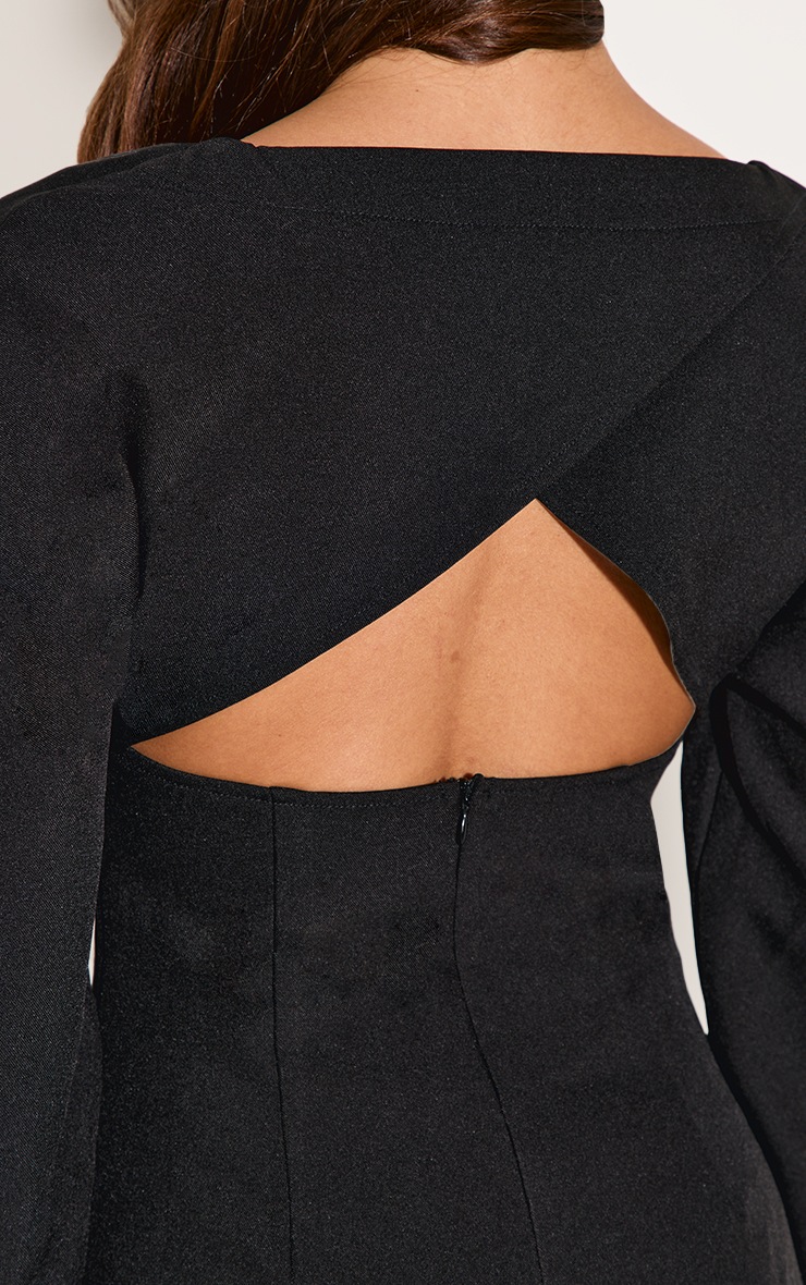 Black Tailored Long Sleeve Shift Dress | Dresses | PrettyLittleThing USA