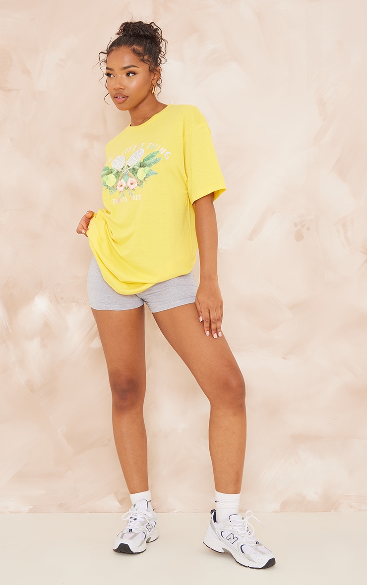 Plt Lemon Floral Tennis Club Oversized T Shirt | PrettyLittleThing USA