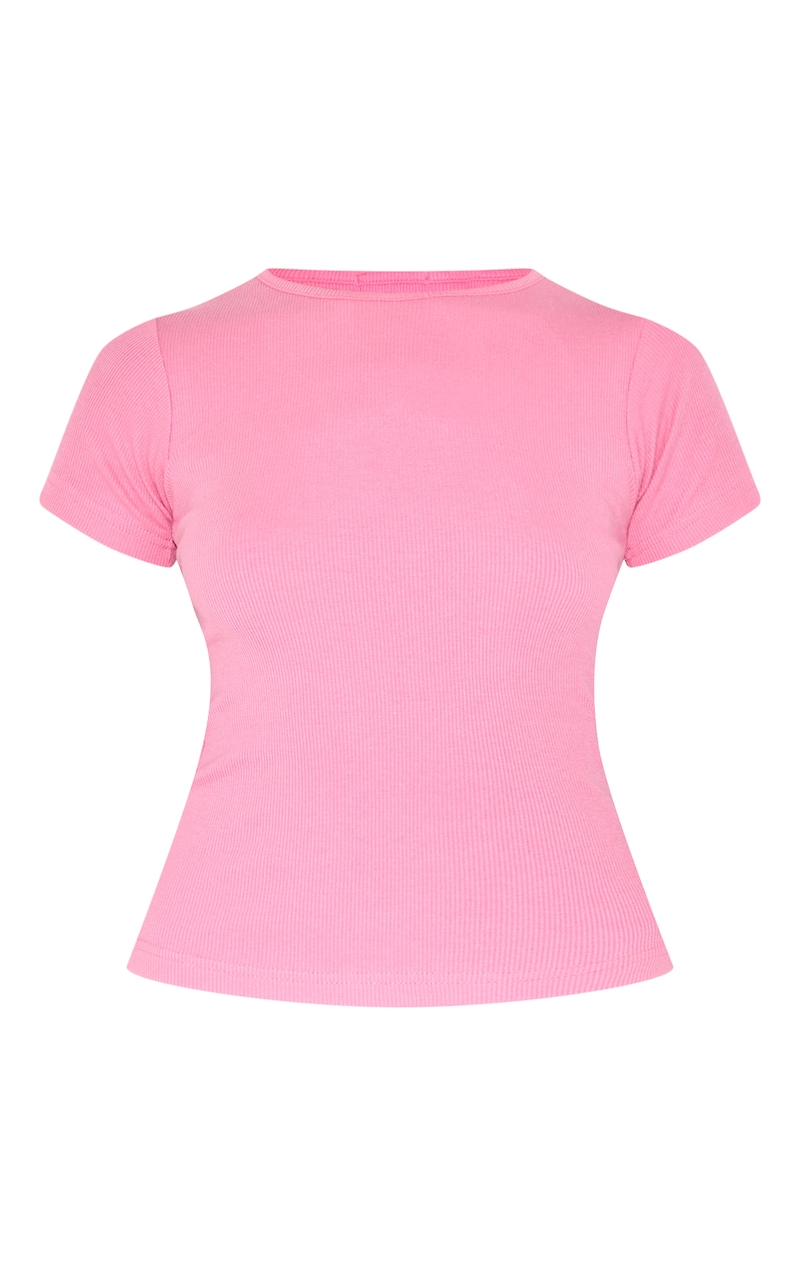 Pink Basic Rib Short Sleeve Top | Tops | PLT