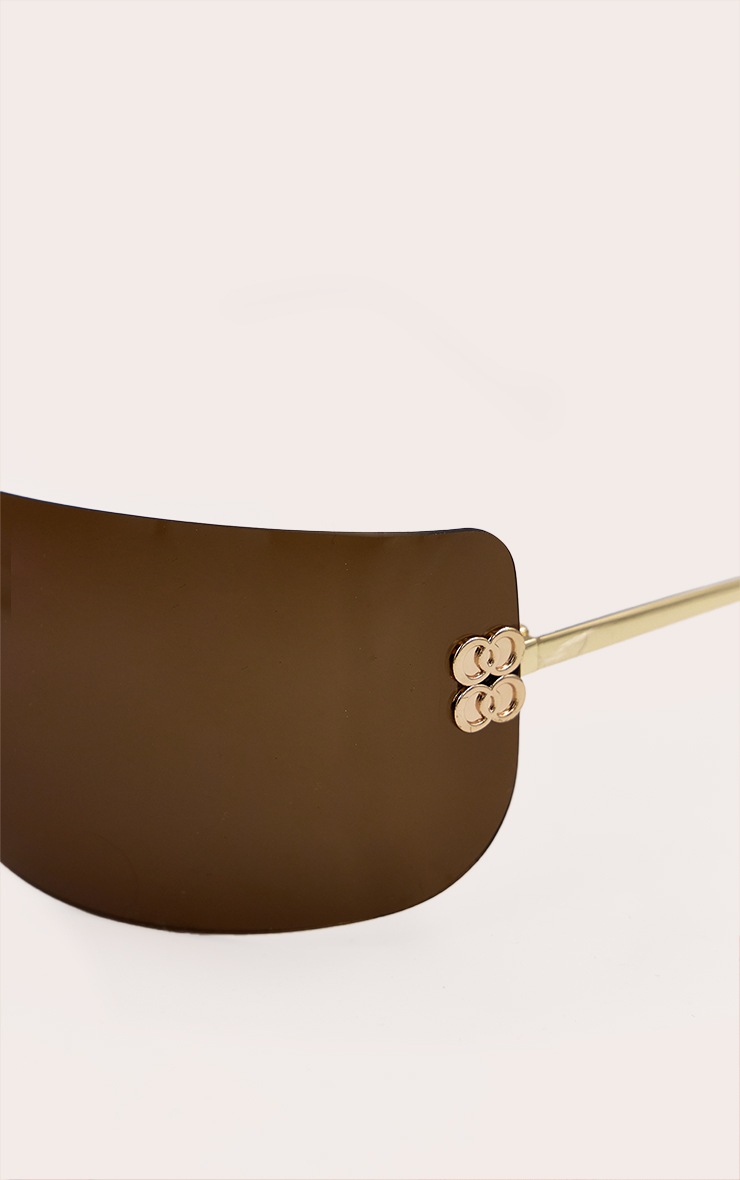 Brown Wrap Around Oversized Visor Sunglasses | Accessories | PLT