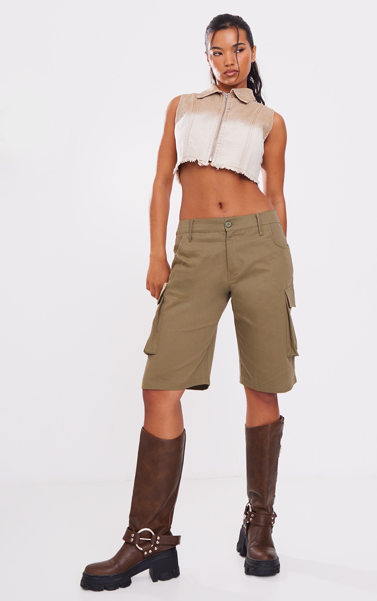 Khaki Oversized Cargo Long Shorts | Bottoms | PrettyLittleThing