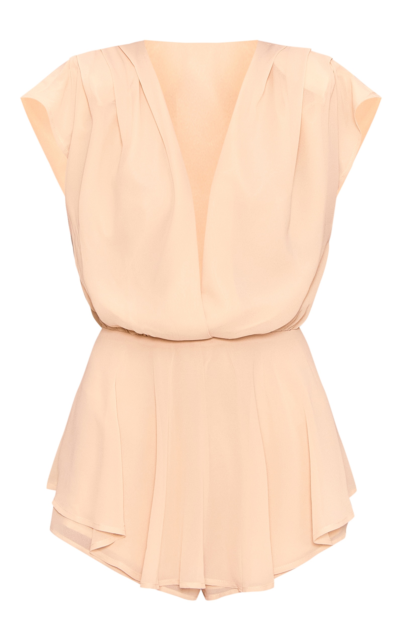 Almond Chiffon Extreme Neck Floaty Playsuit | Dresses | PLT