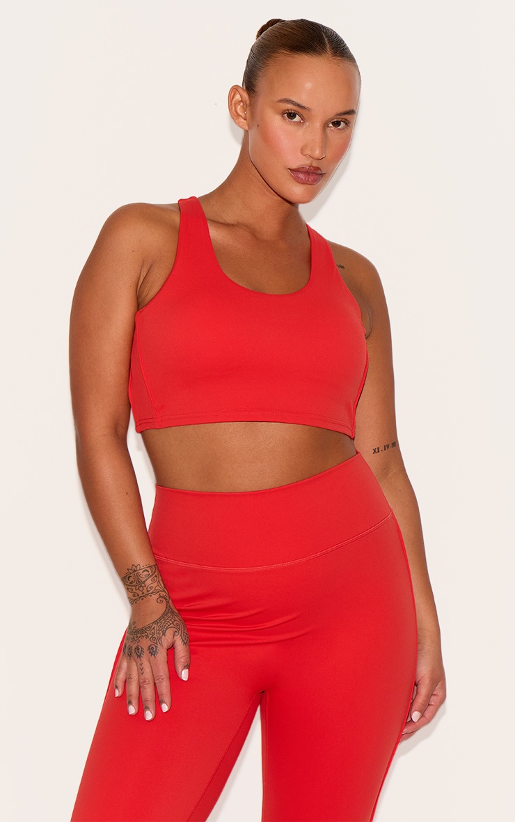 Red Sculpt Double Layer Padded Contrast Binding Bra | Athleisure | PLT USA
