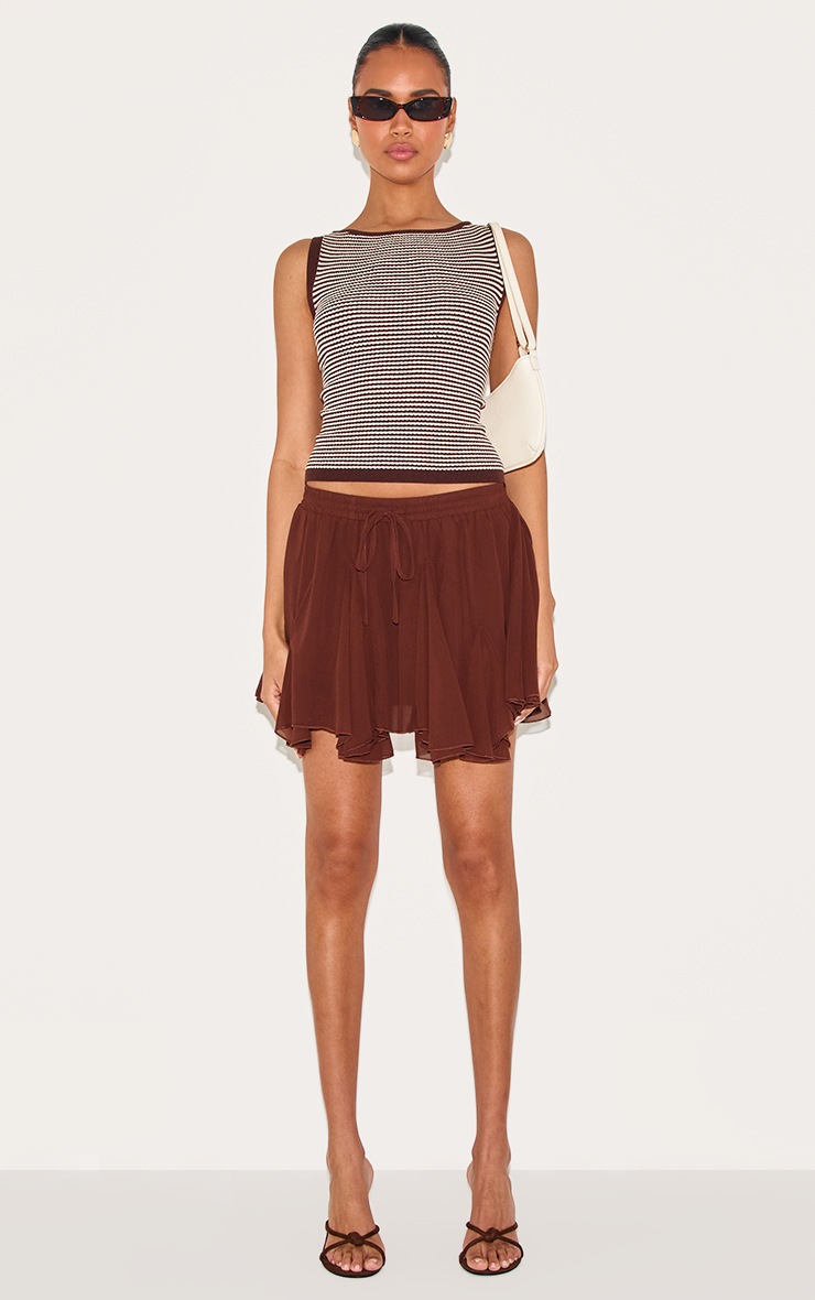 Chocolate Chiffon Godet Floaty Mini Skirt | Bottoms | PLT AUS