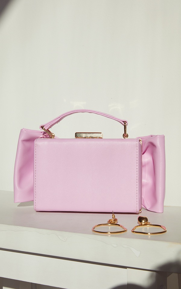 Baby Pink PU Oversized Bow Box Grab Bag | Accessories | PLT USA