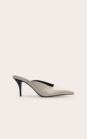 Cream PU Chiseled Toe Court Mules | Footwear | PrettyLittleThing AUS